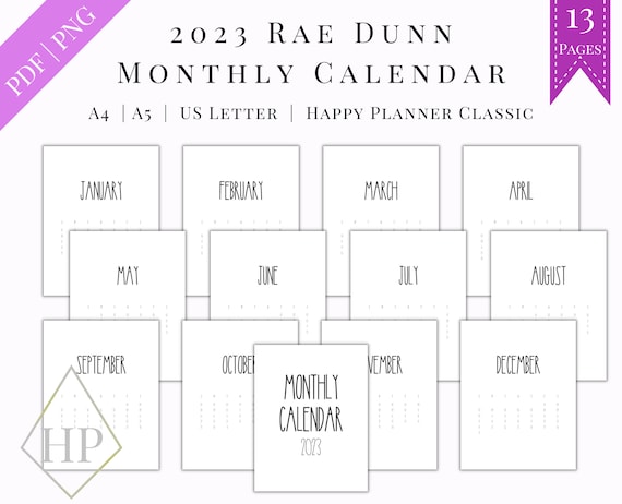 Rae Dunn Inspired 2023 Monthly Calendar Digital Download - Etsy