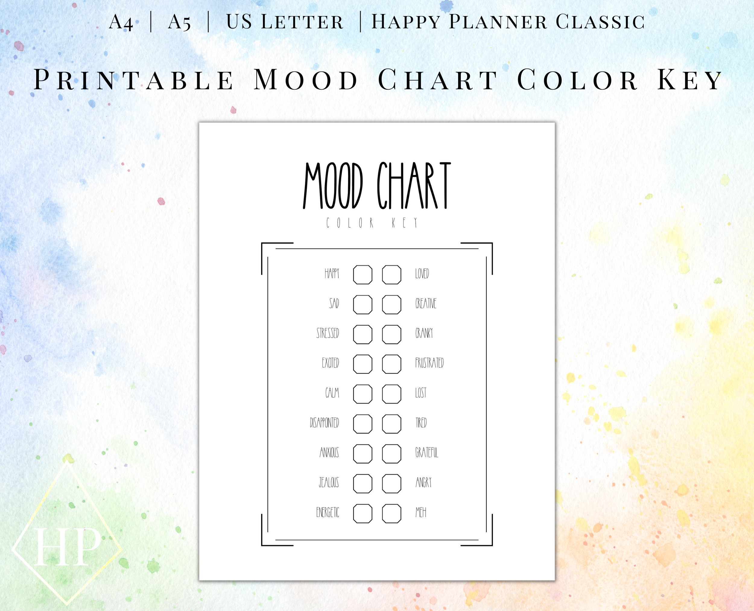 Rae Dunn Printable Mood Chart Coloring Key, Daily, Monthly Planner ...