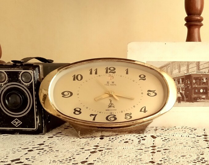 Vintage Alarm Clock, China Alarm Clock, FIVE RAMS, Mechanical Wind up ...