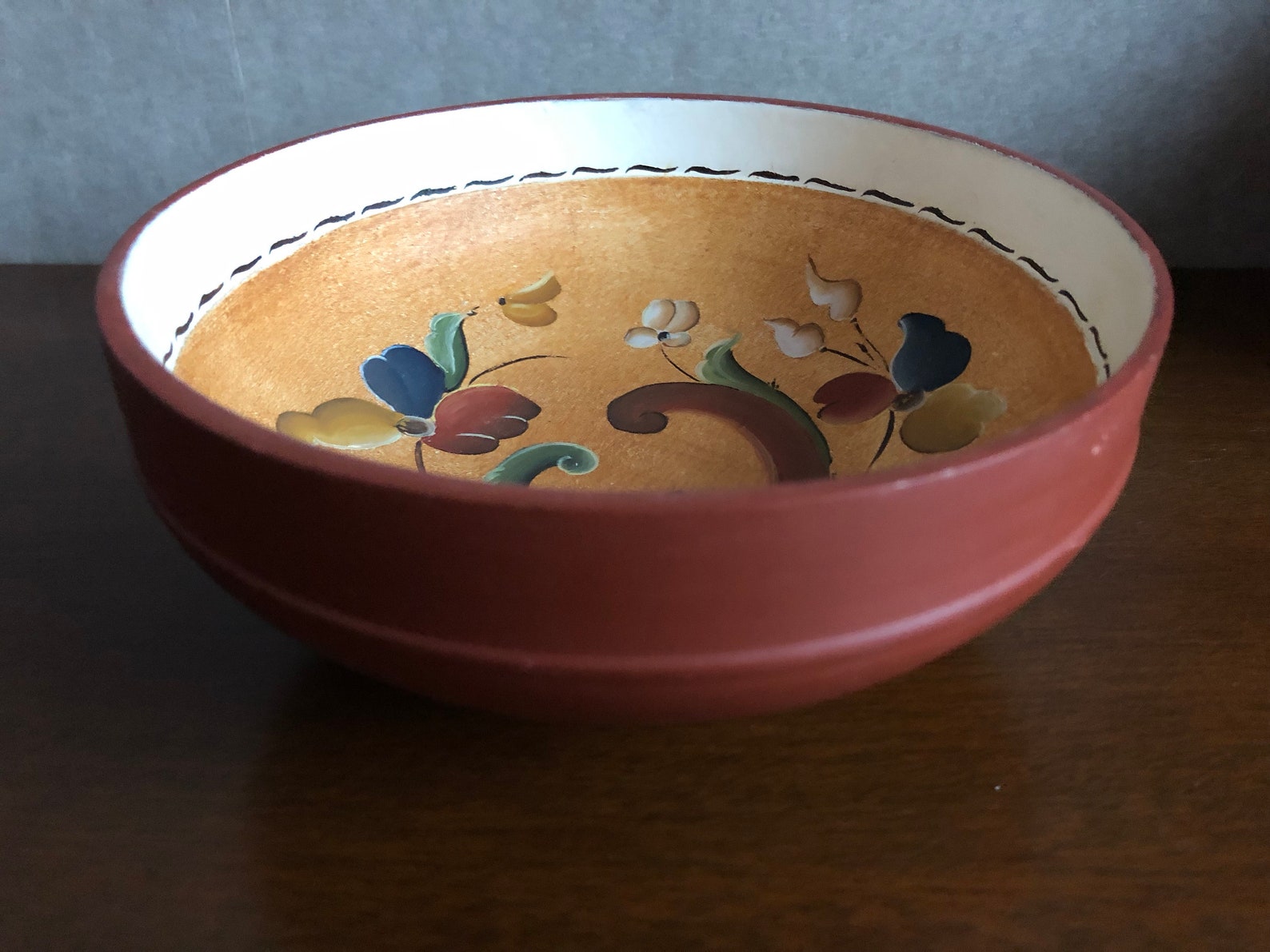 Vintage Norwegian Wooden Bowl, Traditional Norwegian Painting on Wood ...