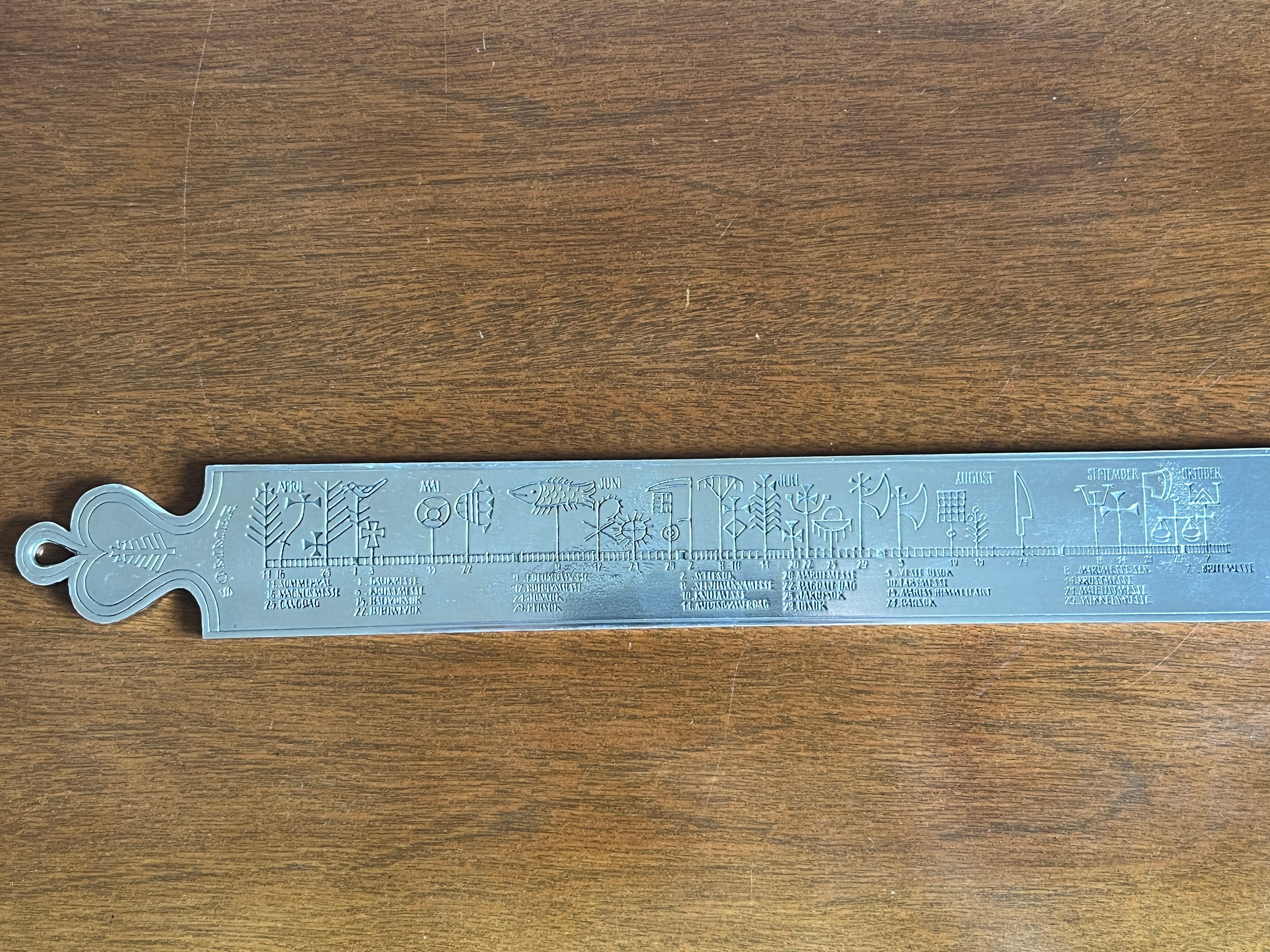 Primstav, Hand-molded Tin, Norwegian Farmers Almanac Calendar, ASKVOLL ...