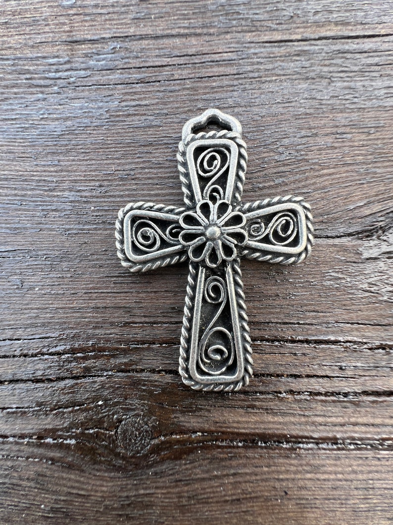 Vintag Rare Handmade Havstad Tinn Pewter Pectoral Cross, Mix Technique ...