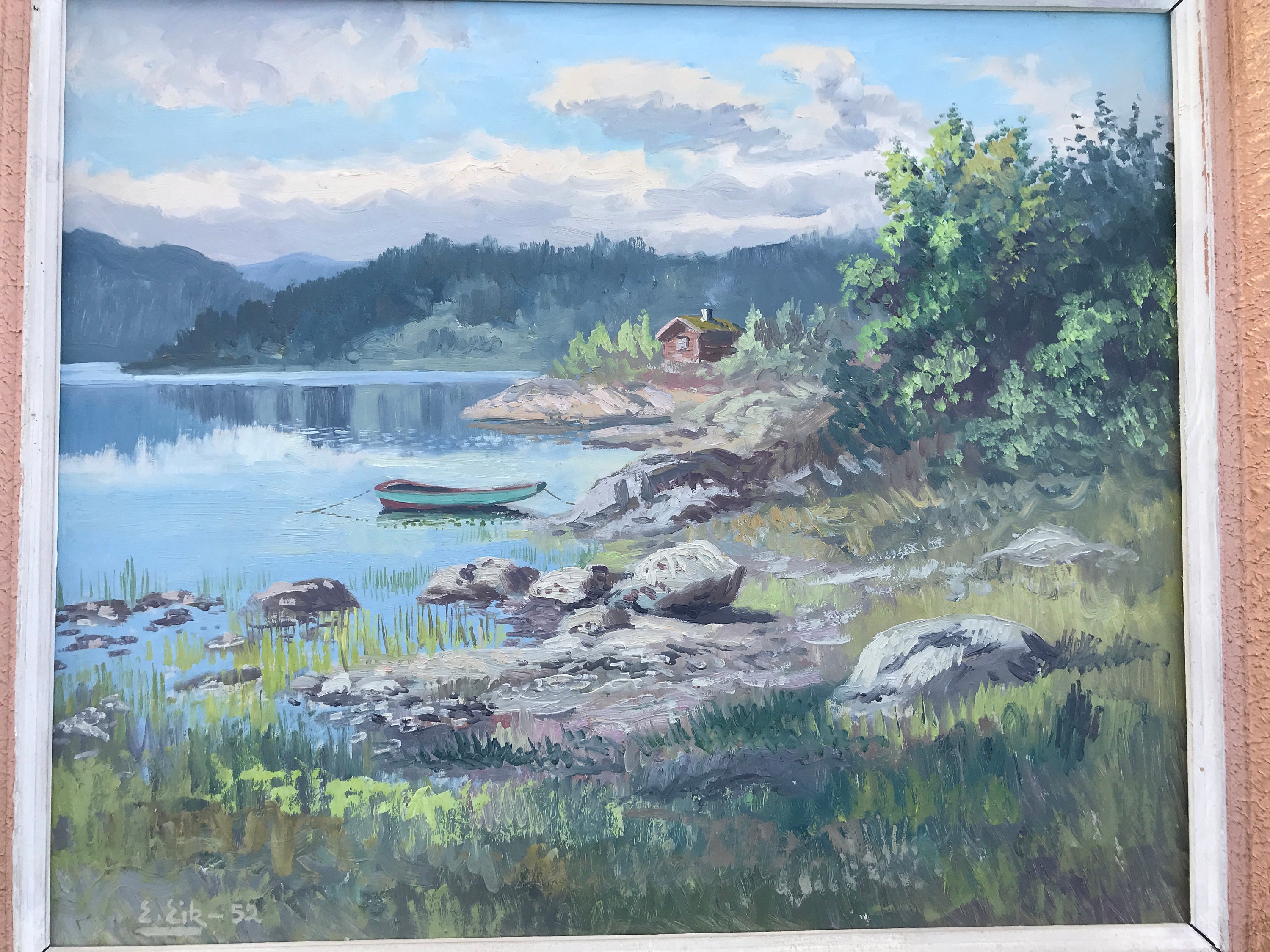 Vintage Norwegian Art Pintura al óleo del artista noruego E. | Etsy