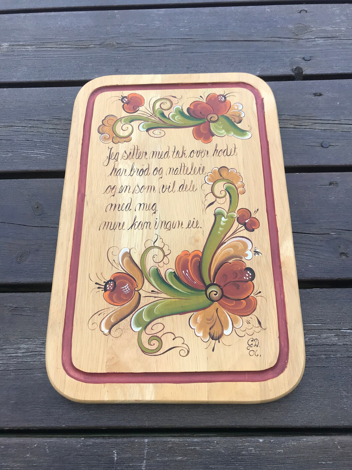 Vintage Norwegian Handmade Wooden Cutting Board, Traditional Norwegian ...