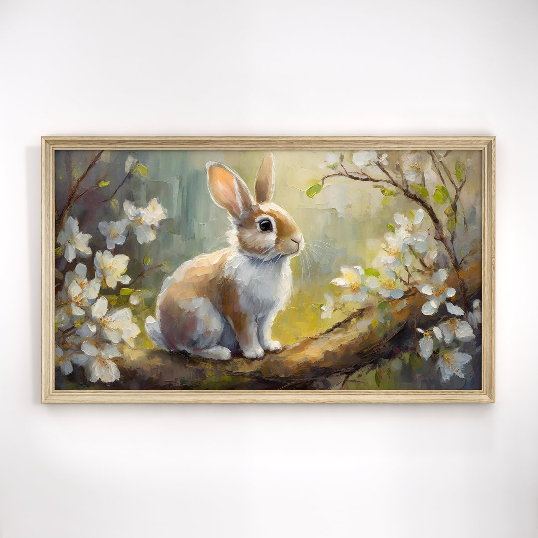 Frame TV Art Spring Bunny Oil Painting TV Art Easter Screen Saver ...