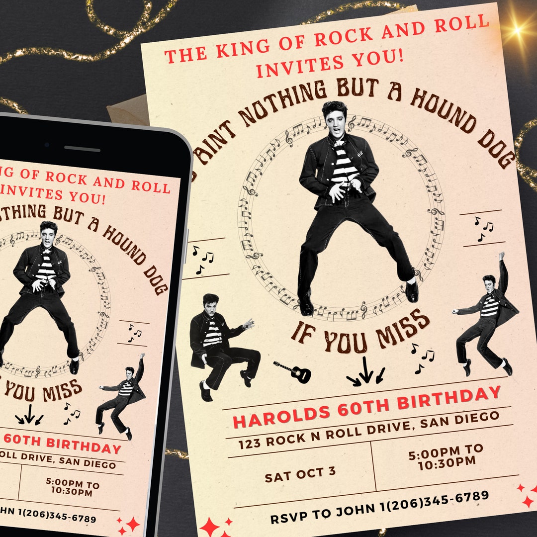 Elvis Presley Themed Party Invitation Digital Canva Download - Etsy ...
