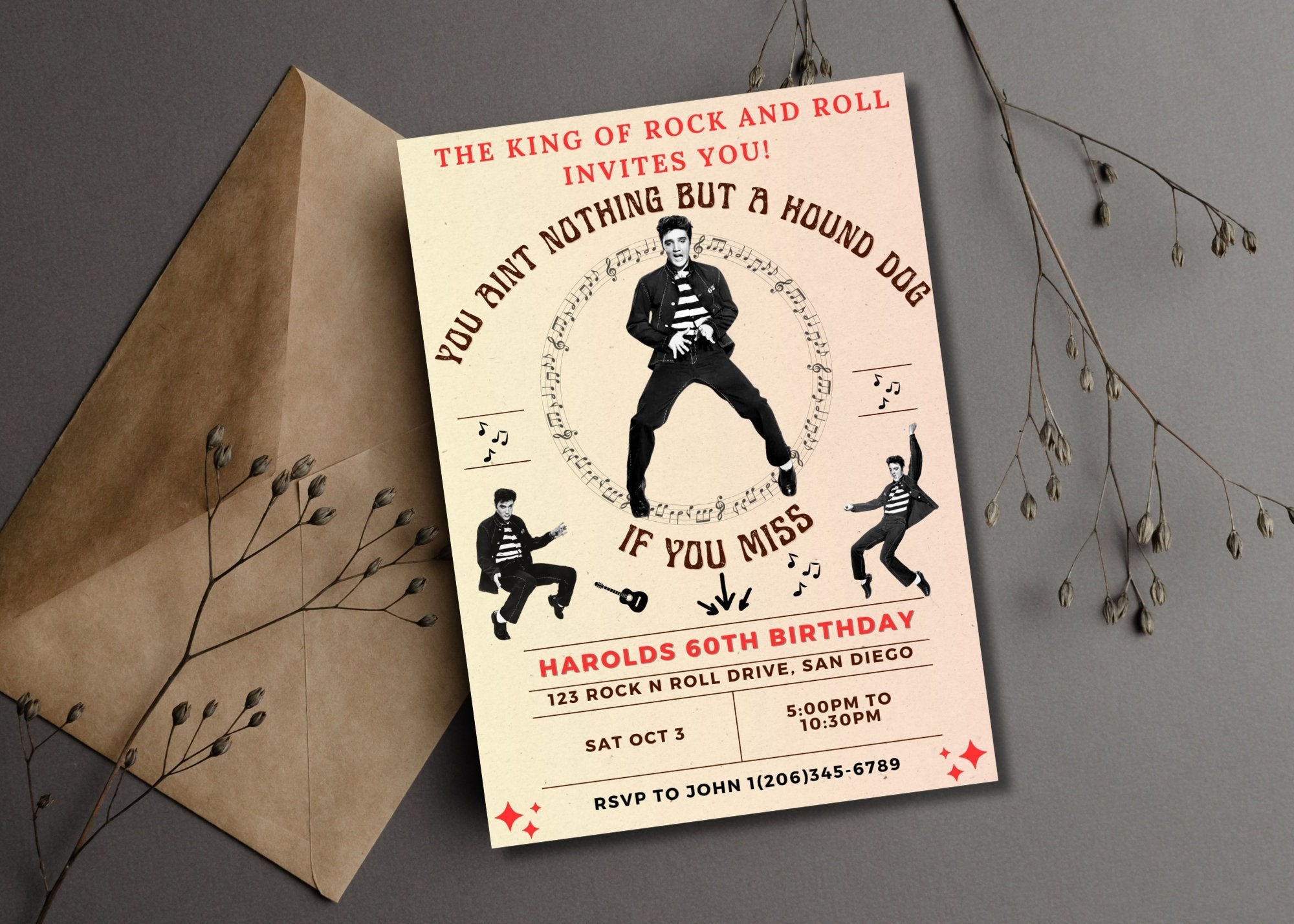 Elvis Presley Themed Party Invitation Digital Canva Download - Etsy ...