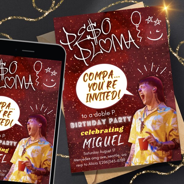 Peso Pluma Party Invitations - Etsy