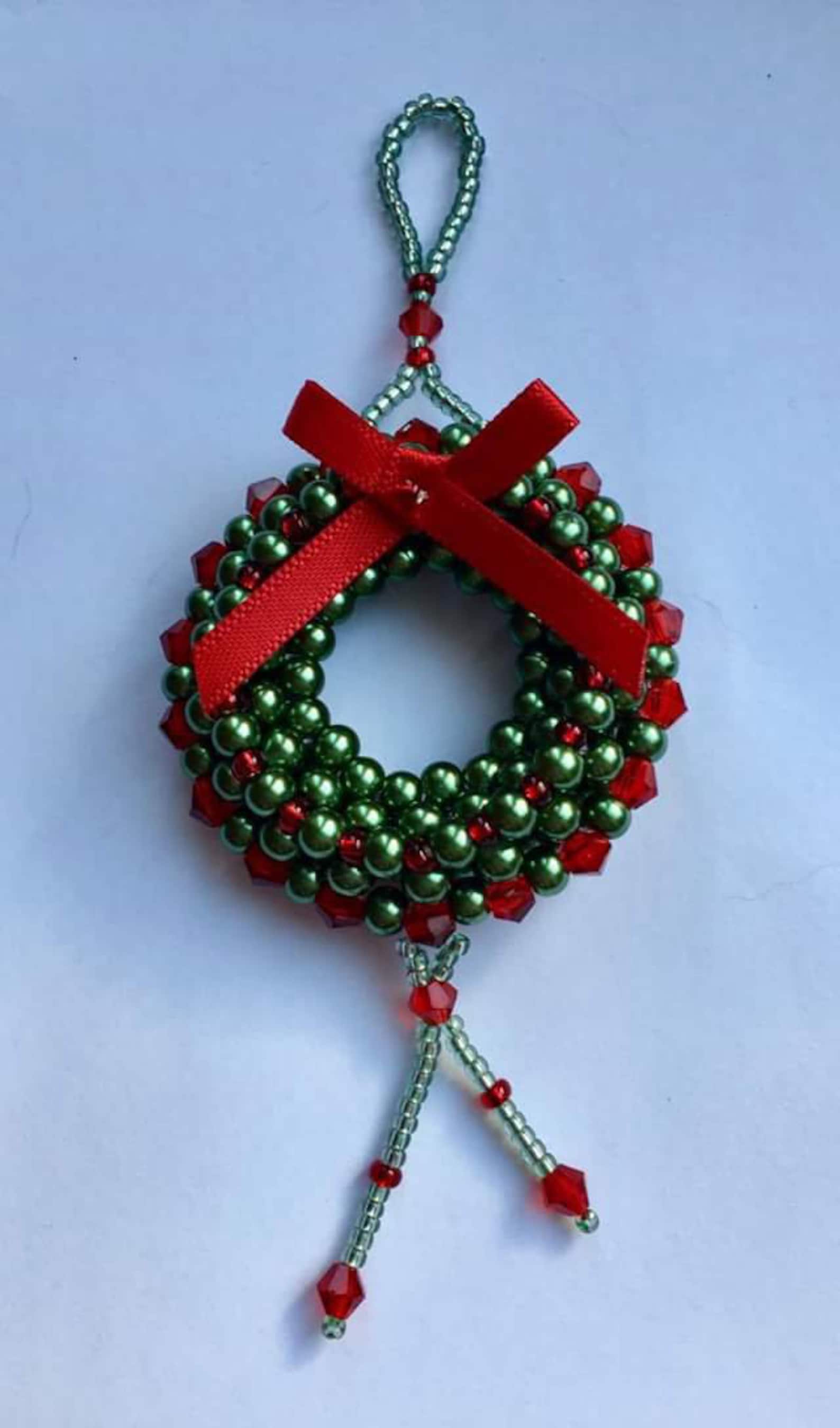 Beautiful Beaded Christmas Wreath Ornament Pattern Pdf - Etsy