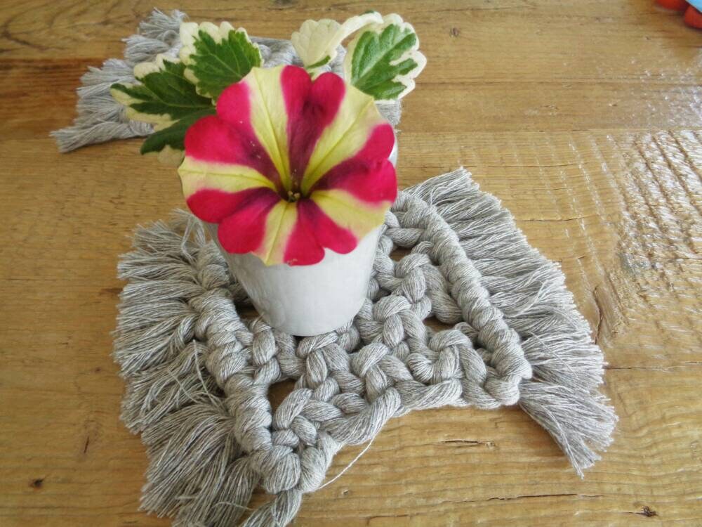 Set of Two Rope Coasters Macramé Cup Mat Pack of 2 Soft | Etsy