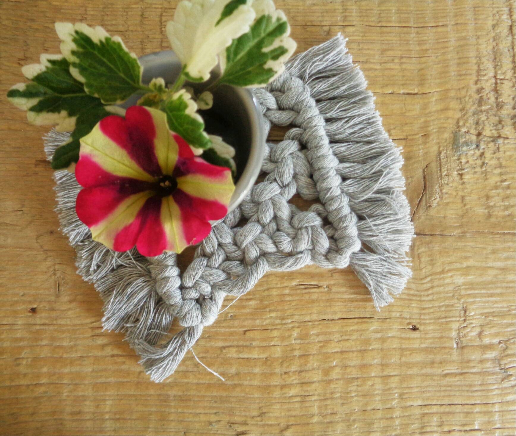 Set of Two Rope Coasters Macramé Cup Mat Pack of 2 Soft | Etsy