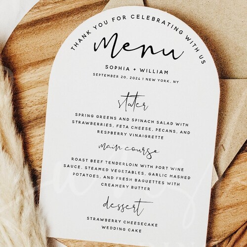 Arch Wedding Menu Template Modern Arch Menu Cards DIY - Etsy