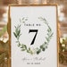 Eucalyptus Greenery Wedding Table Number Sign Template, Printable ...