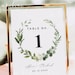 Eucalyptus Greenery Wedding Table Number Sign Template, Printable ...