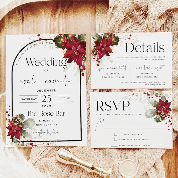 Christmas Wedding Invitations - Etsy
