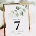 Eucalyptus Greenery Wedding Table Number Sign Template, Printable ...