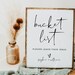 Bucket List Sign Template, Wedding Signs, Printable Bucket List Sign ...