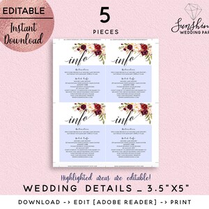 Floral Wedding Invitation Suite Template Printable Digital Download ...