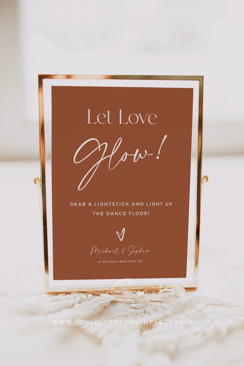 Terracotta Let Love Glow Sign Template Wedding Send off Sign - Etsy