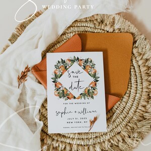 Save the Date Template, Citrus Orange Wedding Save the Date Card ...