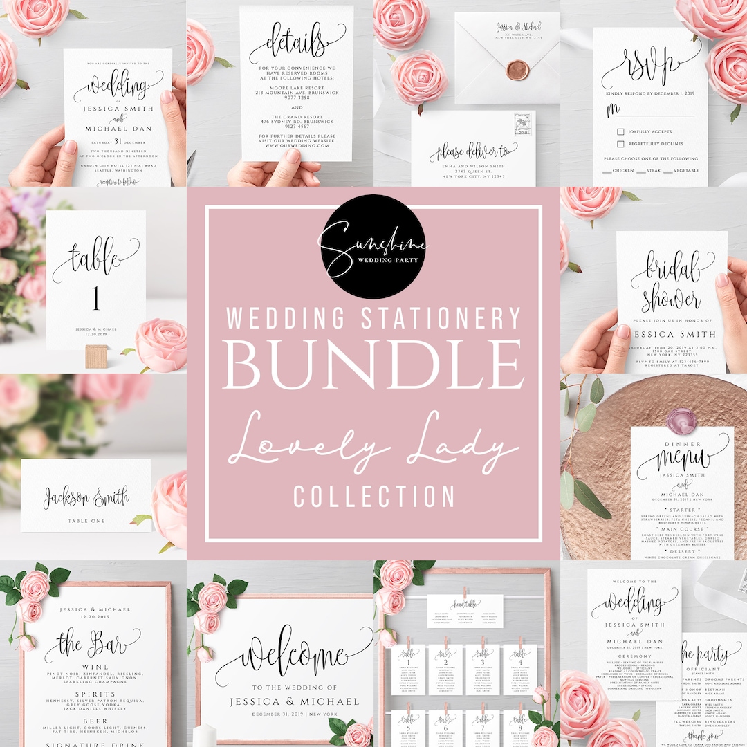Wedding Bundle Templates, Templett Instant Download, Wedding Invitation ...