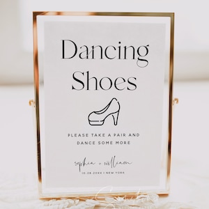 Dancing Shoes Sign Template, Wedding Signs, Modern Elegant, Modern ...