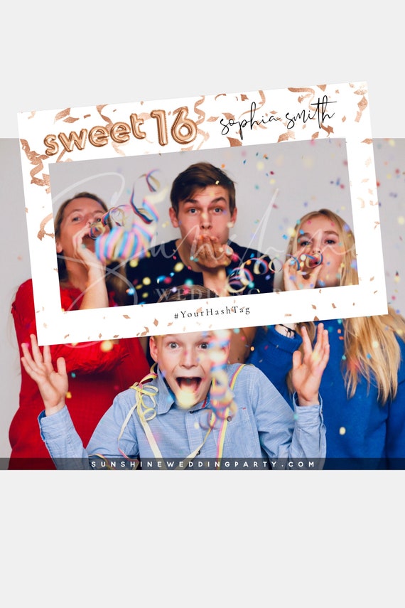 Sweet 16 Birthday Photo Prop Frame Template Birthday Selfie | Etsy