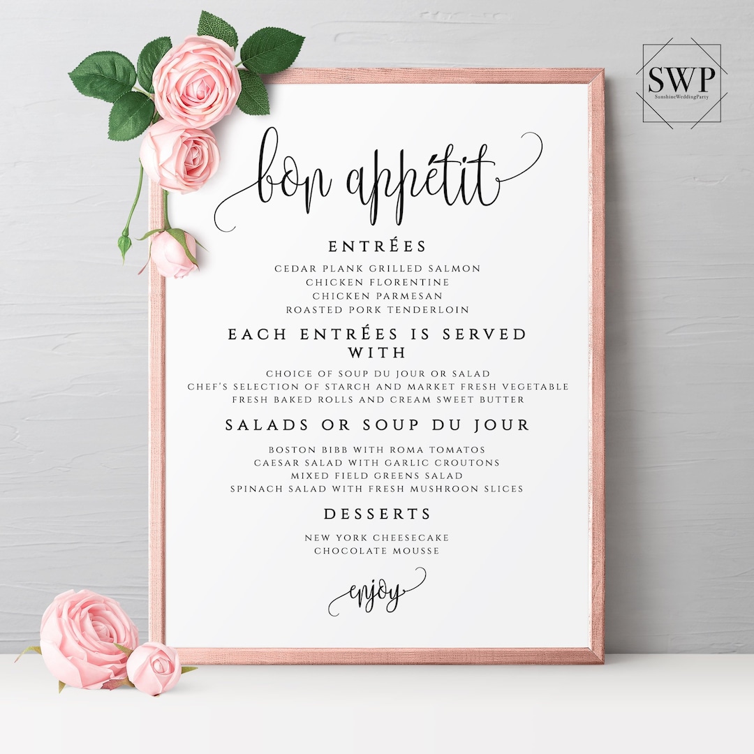 Bon Appetit Sign Wedding Ceremony Sign Bon Appetit Signs Wedding Sign ...