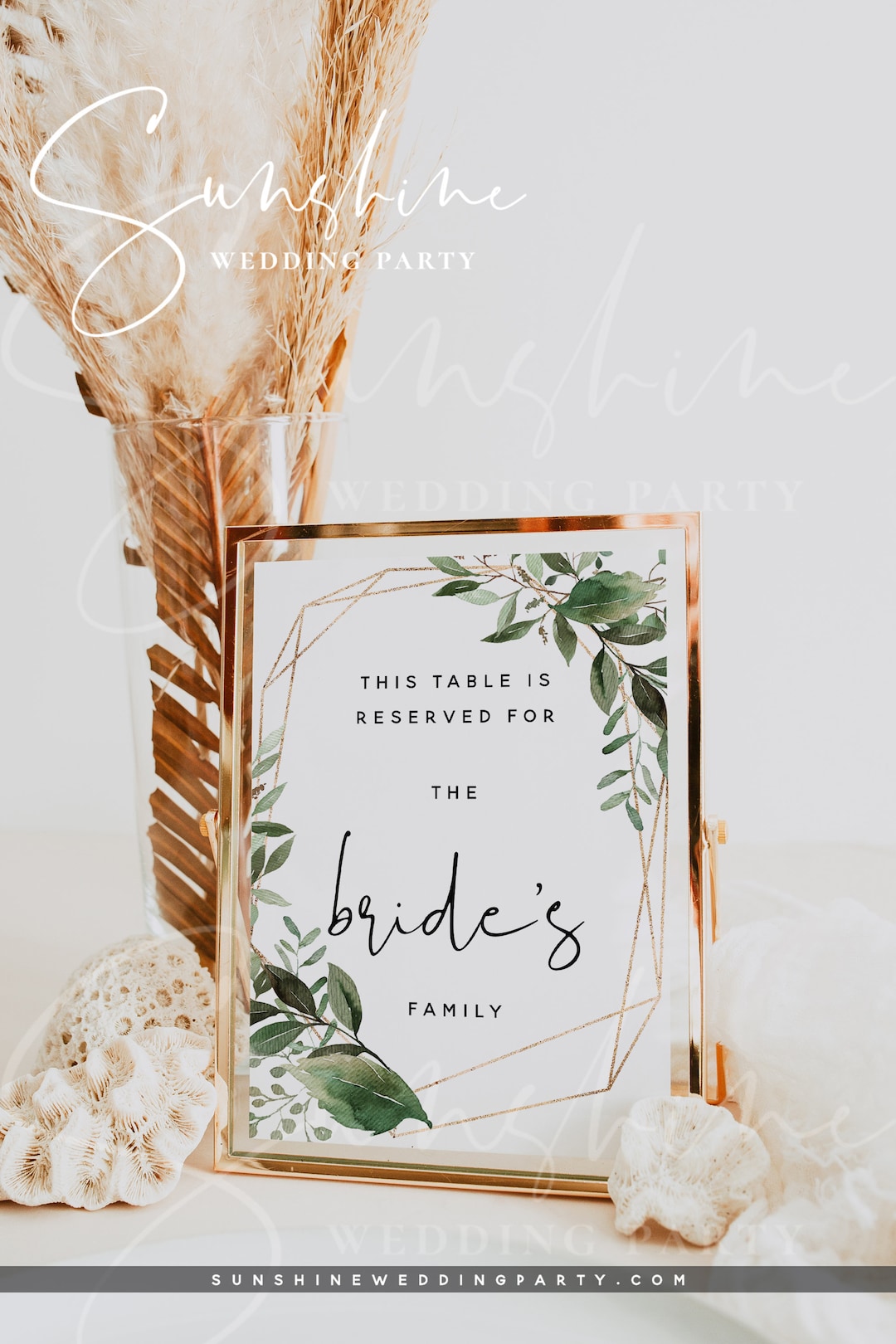 Wedding Reserved Table Sign Template, Greenery Reserved Sign Template ...
