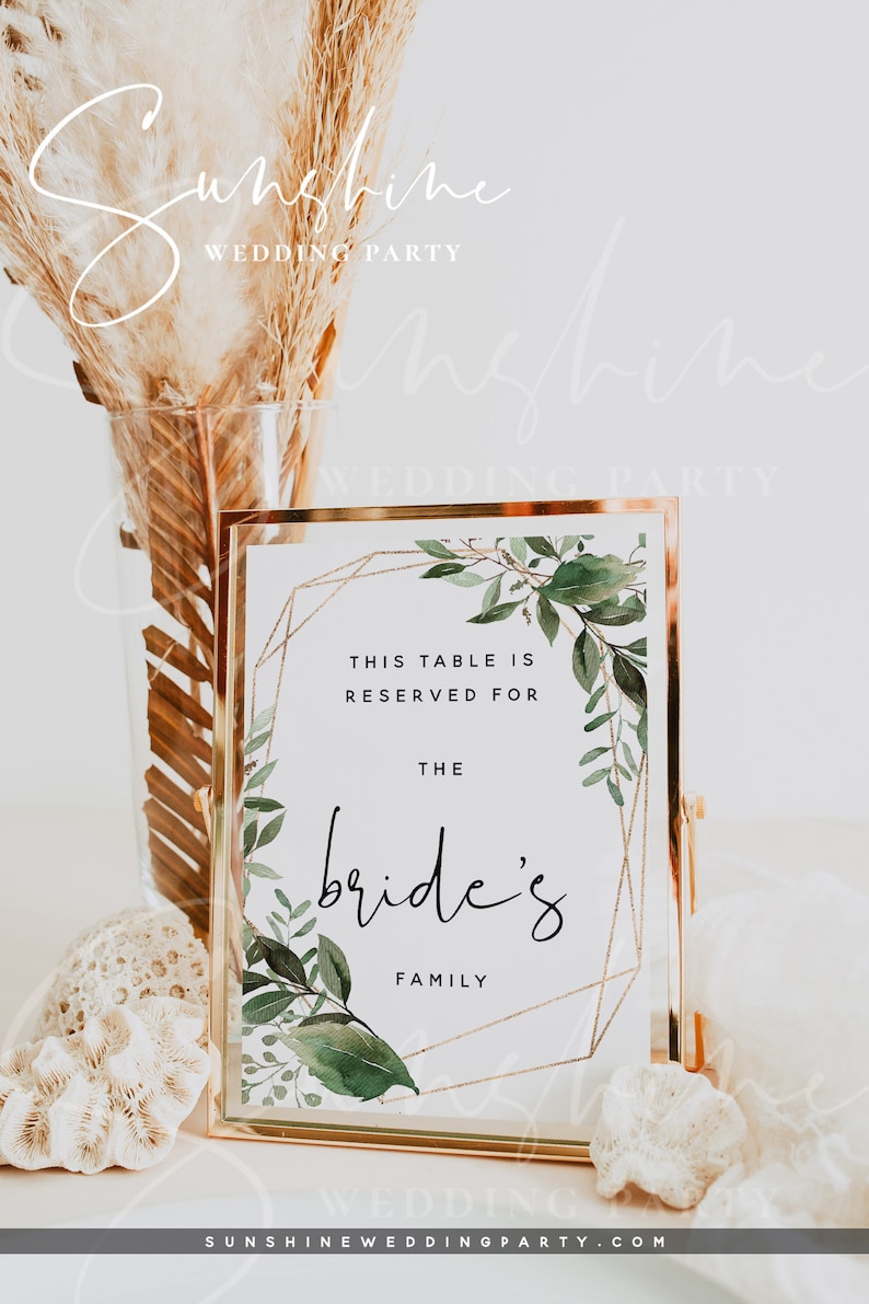 Wedding Reserved Table Sign Template Greenery Reserved Sign - Etsy