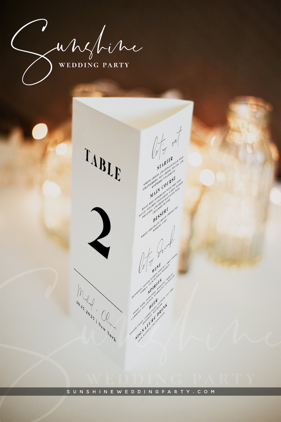 Modern Wedding Trifold Table Number Template, Trifold Table Menu ...