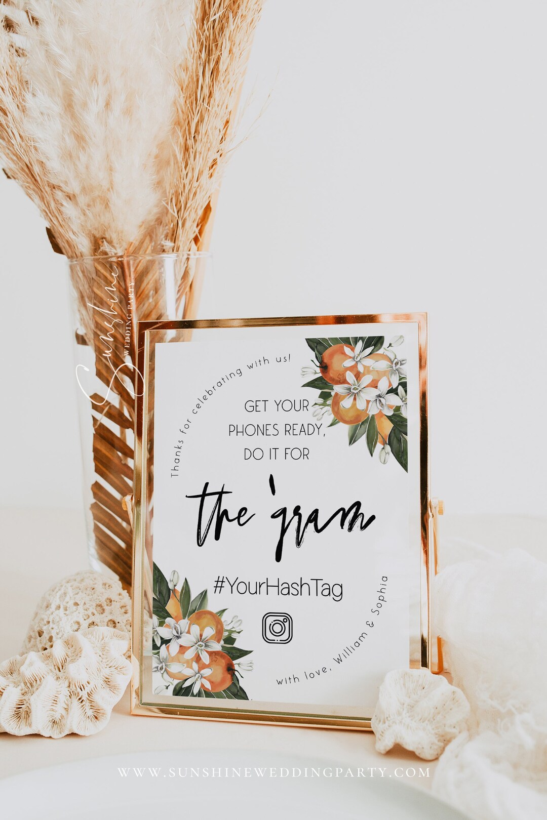 Orange Wedding Hashtag Sign Template, Do It for the 'gram Sign ...