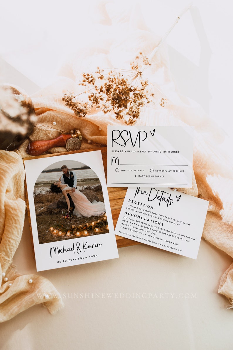 Minimalist Photo Invitation Suite Template, Modern Wedding, Wedding ...