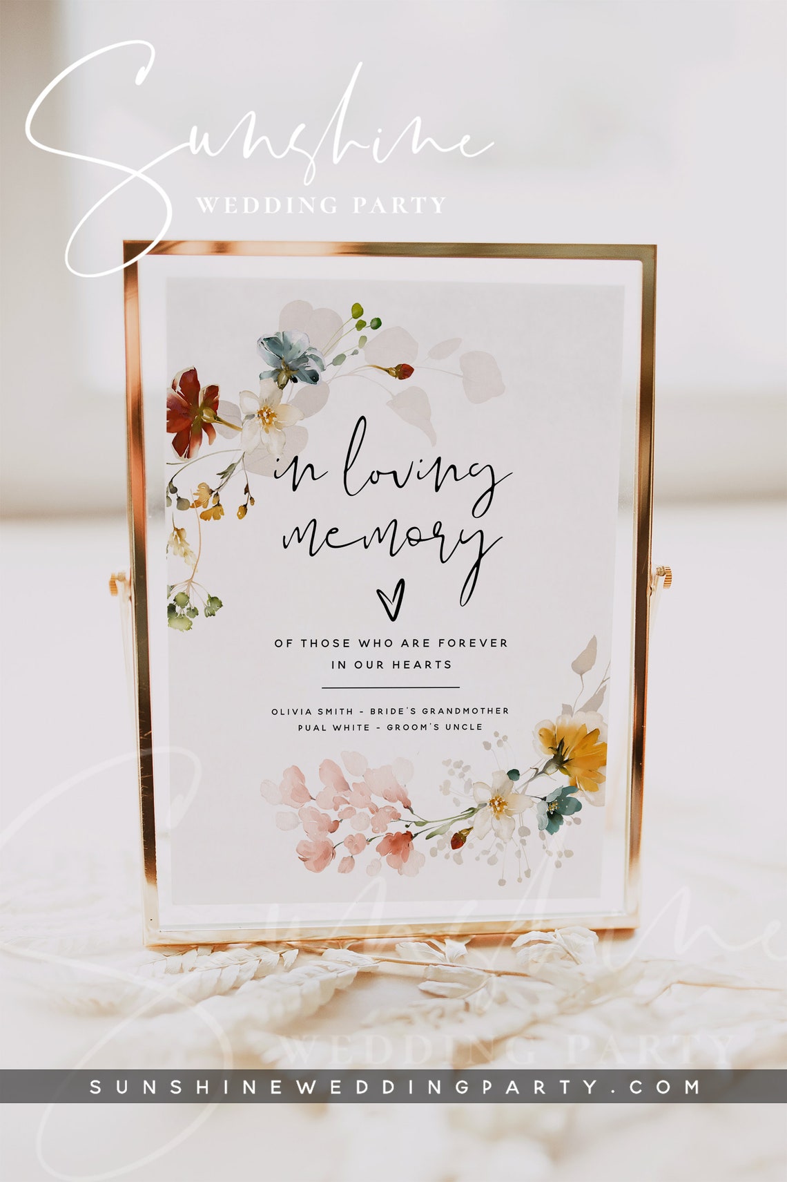 In Loving Memory Sign Template, Garden Flowers, Floral Wedding Sign ...