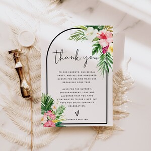 Hawaiian Beach Thank You Cards Template, Tropical Wedding, Thank You ...