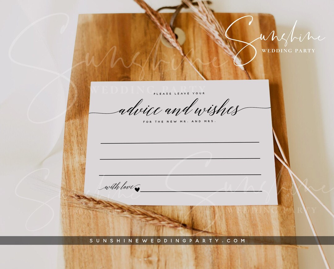 Wedding Advice Card Template, Printable Anniversary Advice for the ...