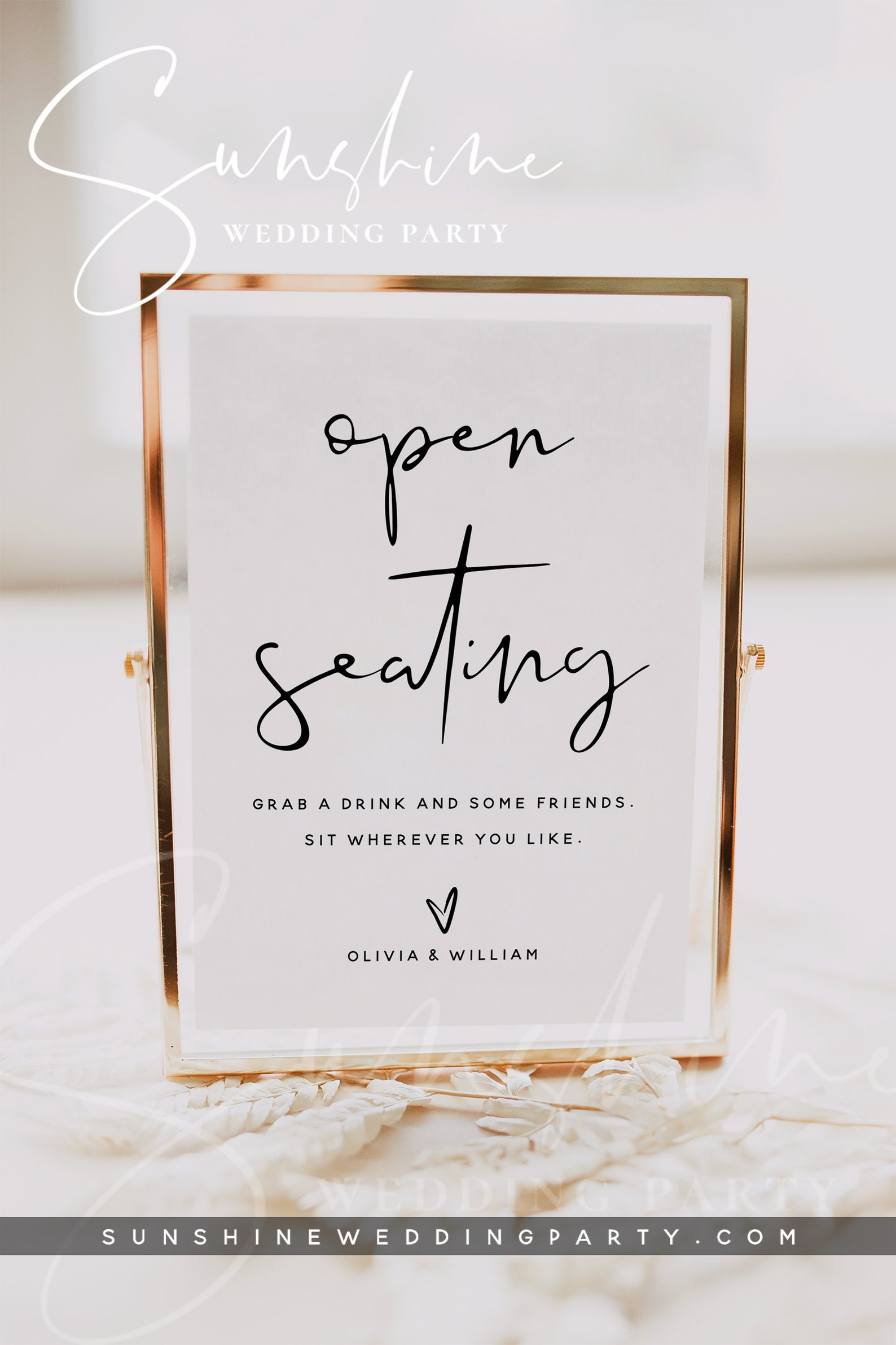 Open Seating Sign Template Minimalist Wedding Signs - Etsy