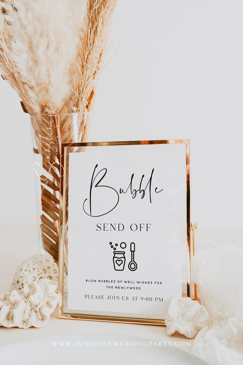 Bubble Send off Sign Template Minimalist Wedding Bubble Send - Etsy
