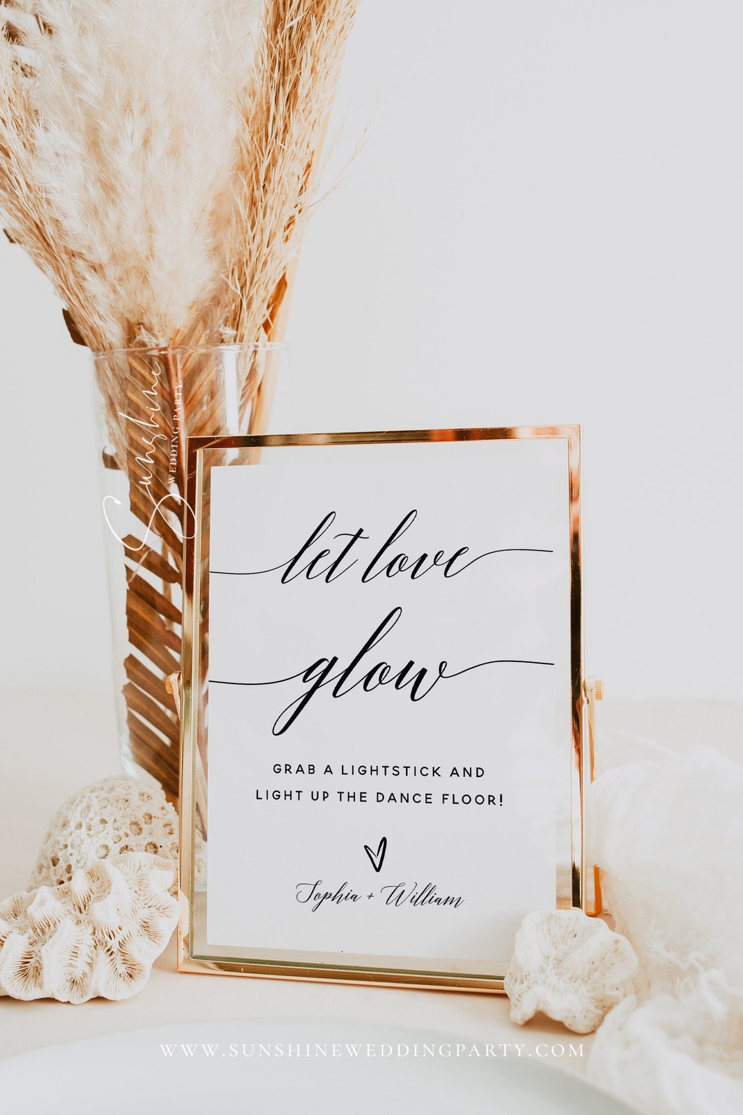 Glow Stick Sign Template, Elegant Wedding, Glow Sticks Send Off, Let ...