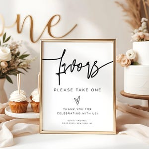 Editable Favors Sign Template | Please Take One Sign | Reception Table ...