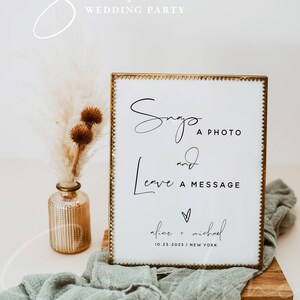 Snap a Photo Leave a Message Sign Template, Wedding Sign Template ...