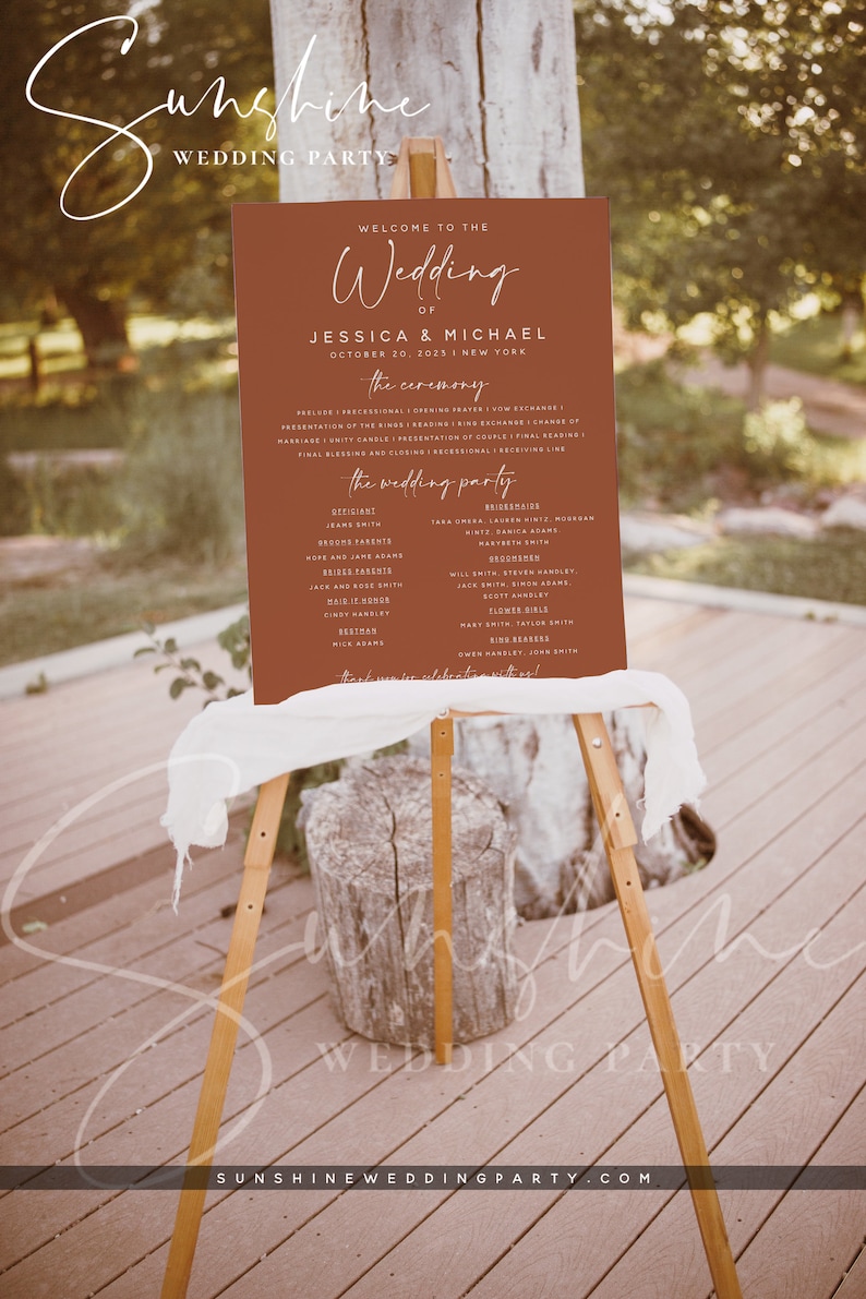 Terracotta Wedding Program Poster Wedding Program Board - Etsy