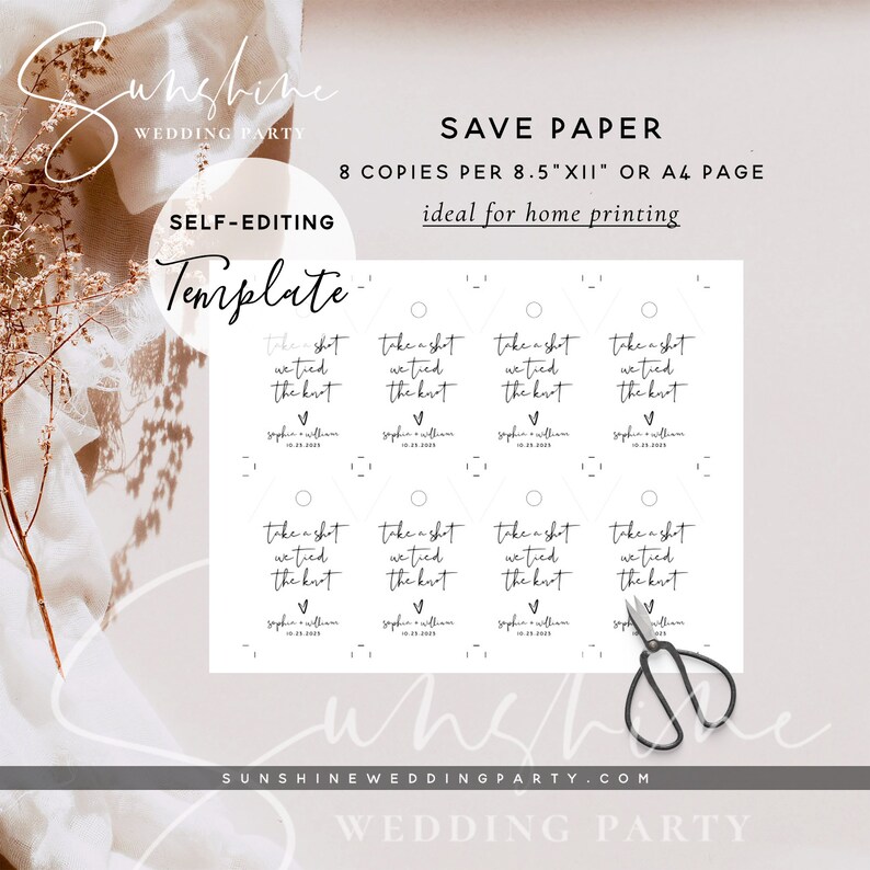 Take a Shot We Tied the Knot Favor Tag Template Printable - Etsy