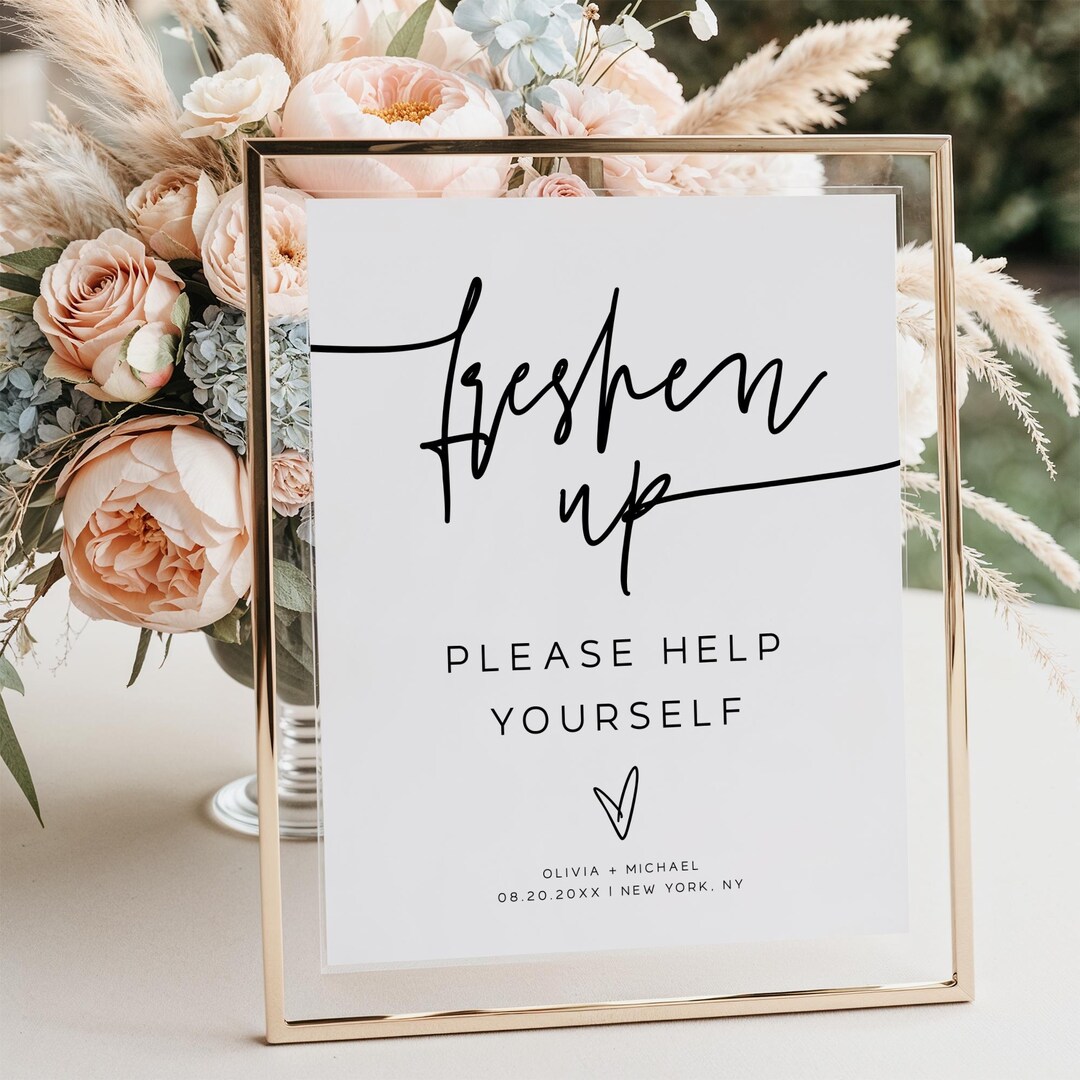 Editable Freshen up Sign Template | Bathroom Basket Sign | Wedding ...