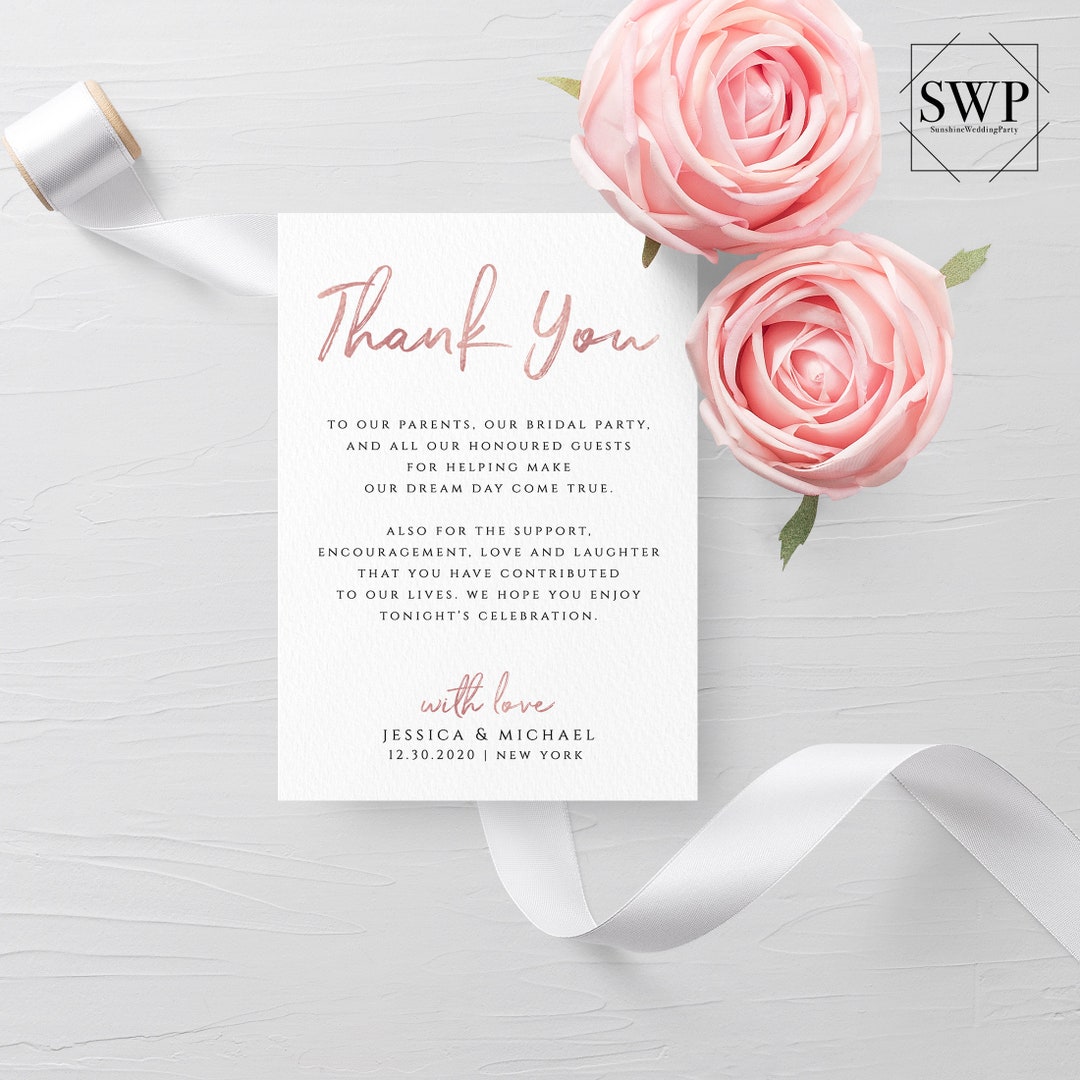 Thank You Card Template Wedding Printable Thank You Editable Thank You ...