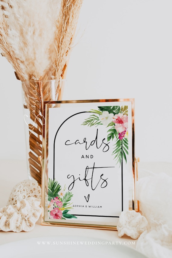 Hawaiian Beach Wedding Cards and Gifts Sign Template Cards - Etsy