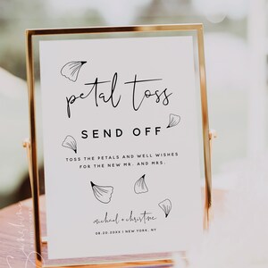 Minimalist Petal Toss Send off Sign Template, Modern Wedding Sign ...