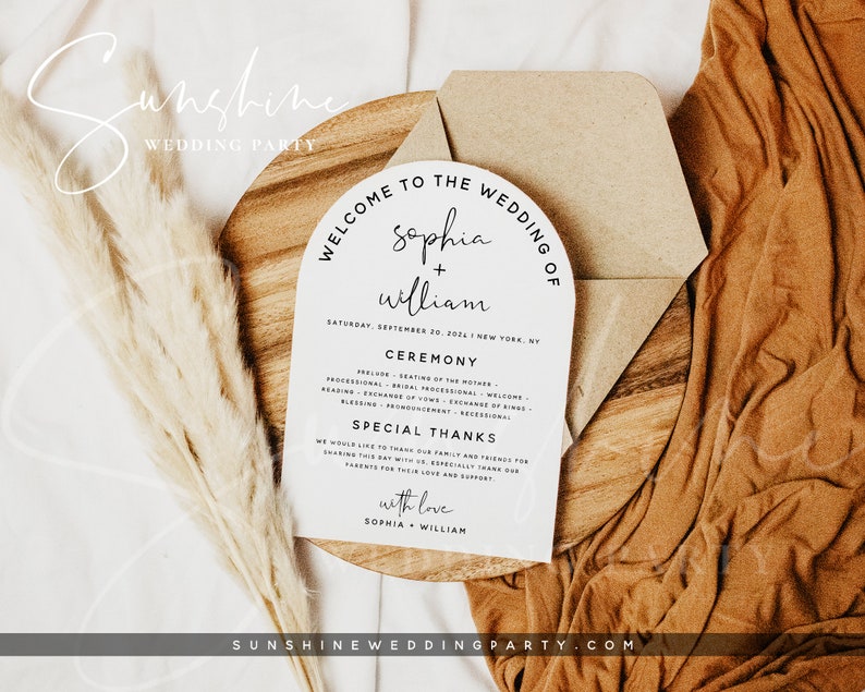 Arch Wedding Program Template Modern Wedding Program Cards - Etsy