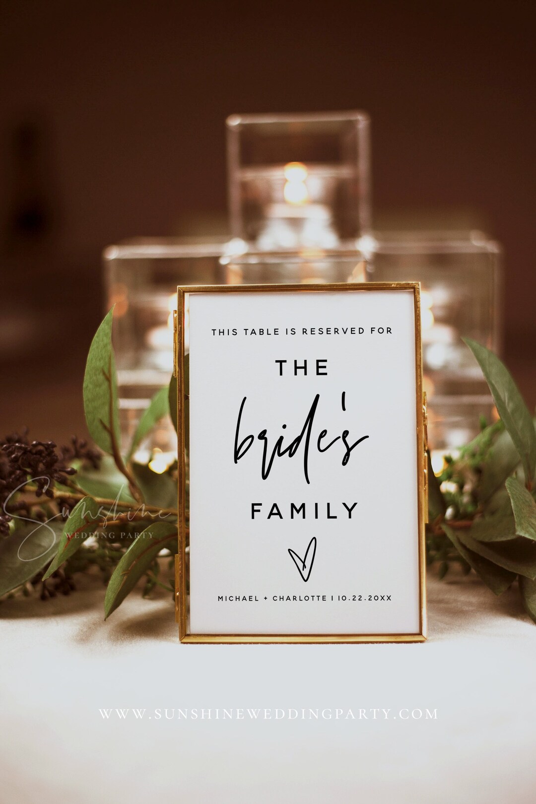 Wedding Reserved Table Sign Template, Minimalist Reserved Sign Template ...