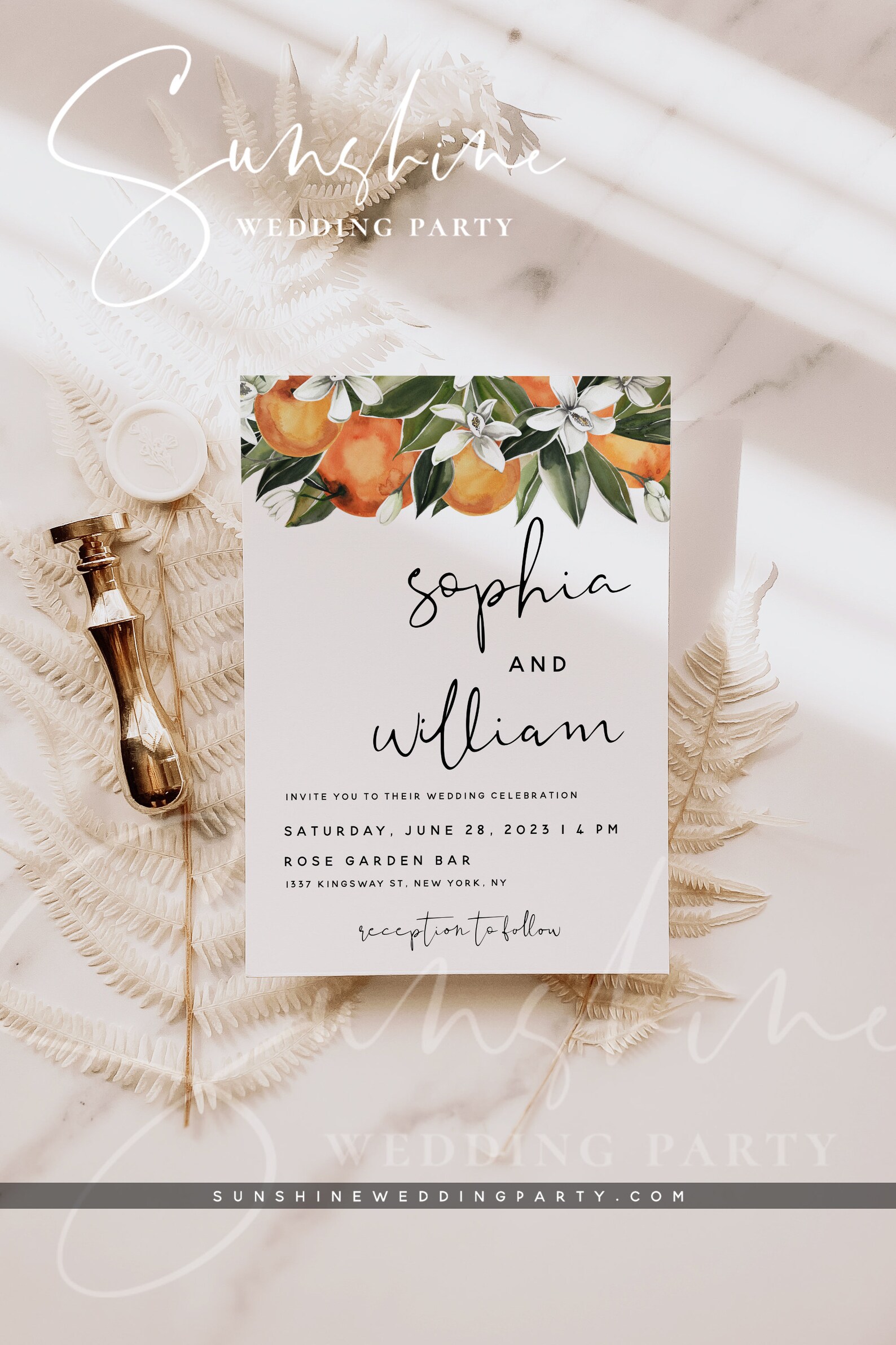 Citrus Wedding Invitation Kit Template Orange Wedding - Etsy